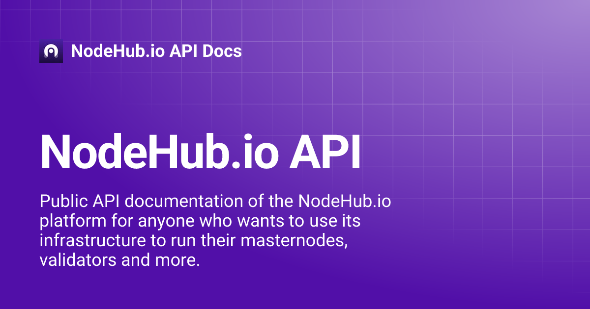 NodeHub.io API | NodeHub.io API Docs